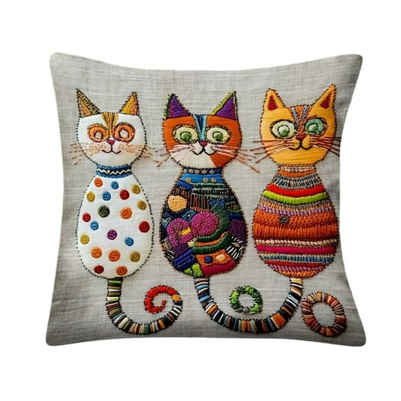 A 45X45Cm Animals Series Faux Embroidery Pillow Cover, Cute Cat, Pig ...