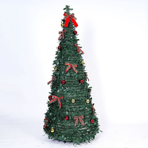 A 5 Feet Foldable Telescoping Floor Christmas Tree With Built In Lights ...