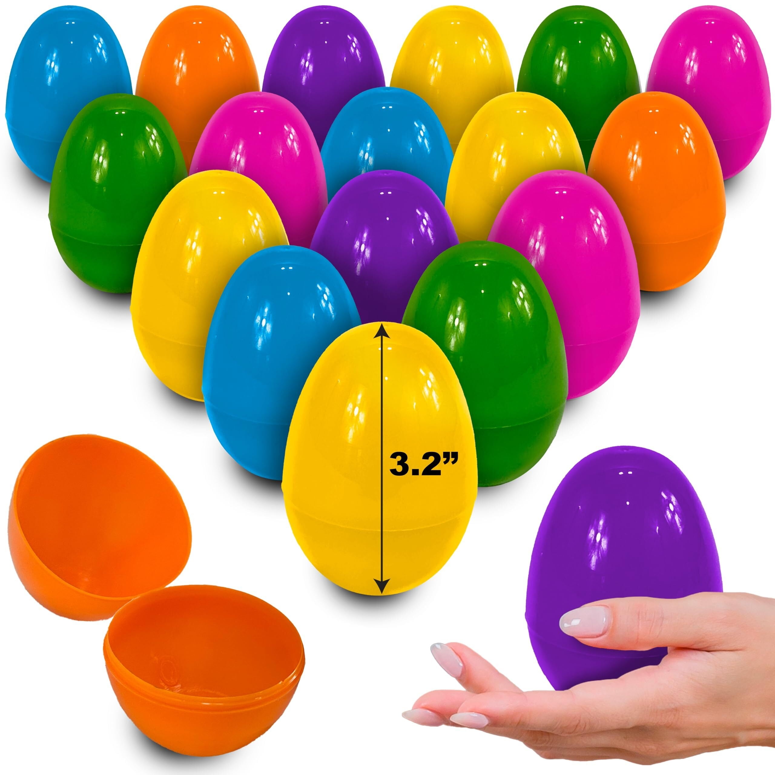 A 50 Pack - Easter Eggs 3.2" Large Plastic Eggs Empty and Fillable for ...