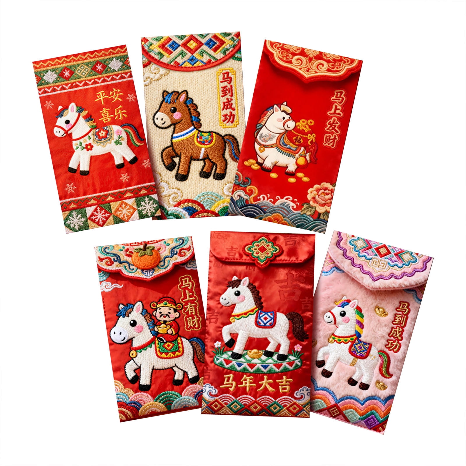 A 6 Pack 2026 Year Of The Horse Red Envelopes Thickened Three ...