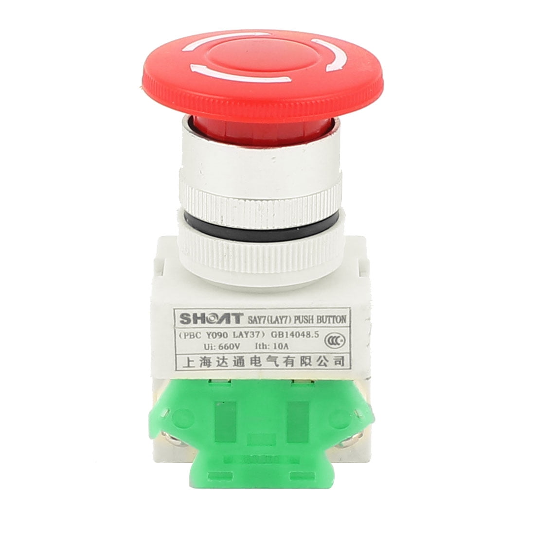 A 660V 10A NO/NC DPST Latching Panel Mounting Stop Push Button Switch ...