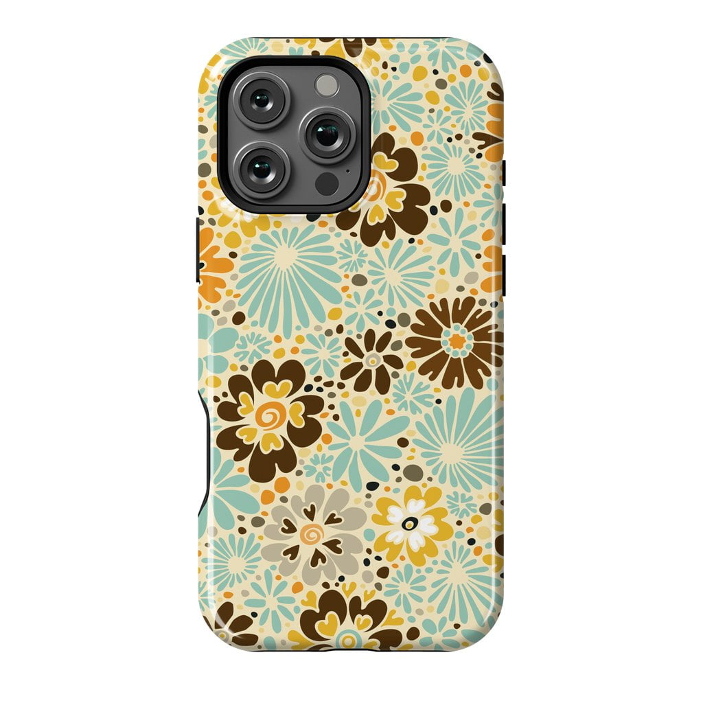 A 70s Valentine Flowers In Orange Brown And Blue Tough Case for iPhone ...