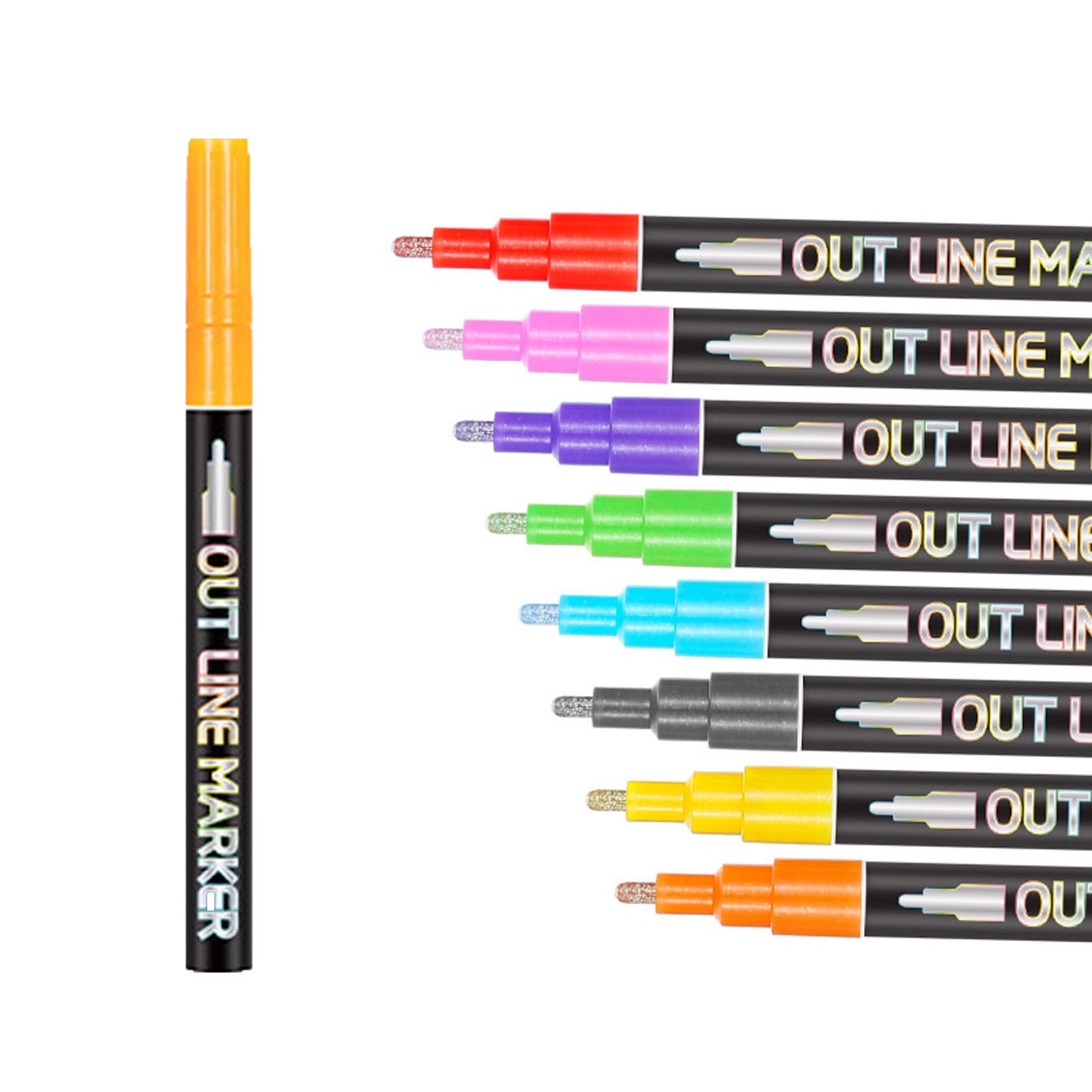 A 8-Color Metallic Flash Watercolor Pen Set With Double Tips For Art ...