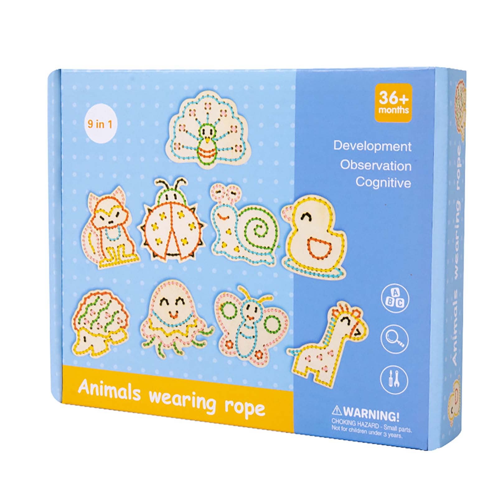 A-826 Animals Threading Piercing Game Educational For Kids Lacing Toy ...