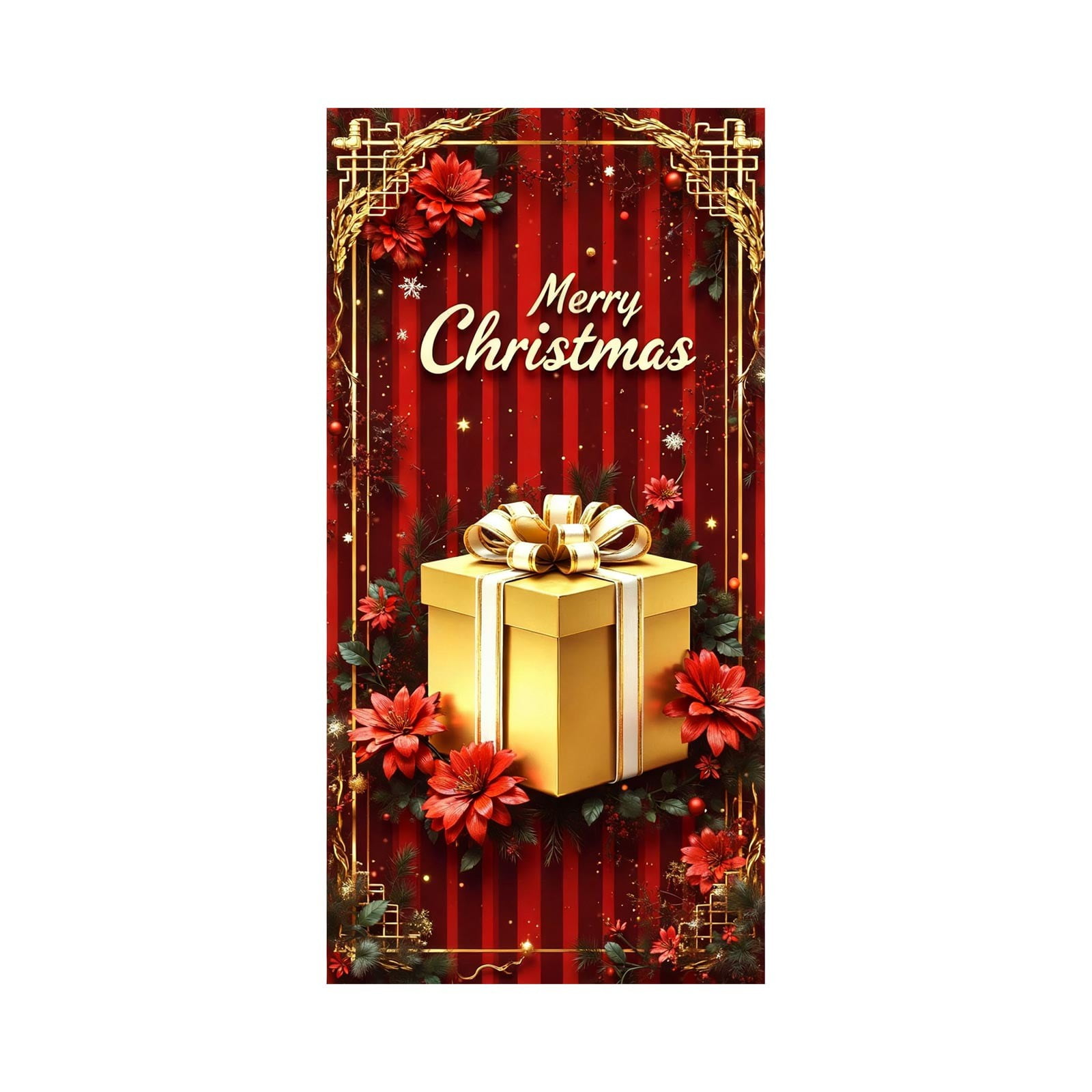 A A Christmas Door Cover 35X72 Inches Santa Pattern Polyester Fabric ...