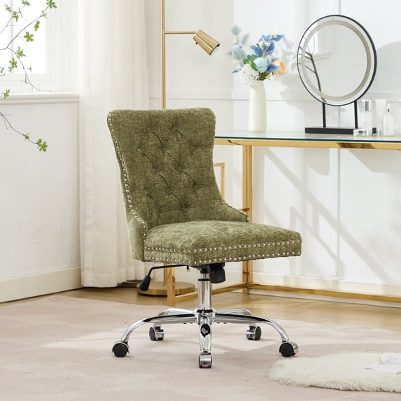 A&A Modern Chenille Upholstered Office Chair - Green, Tufted Desk Chair ...