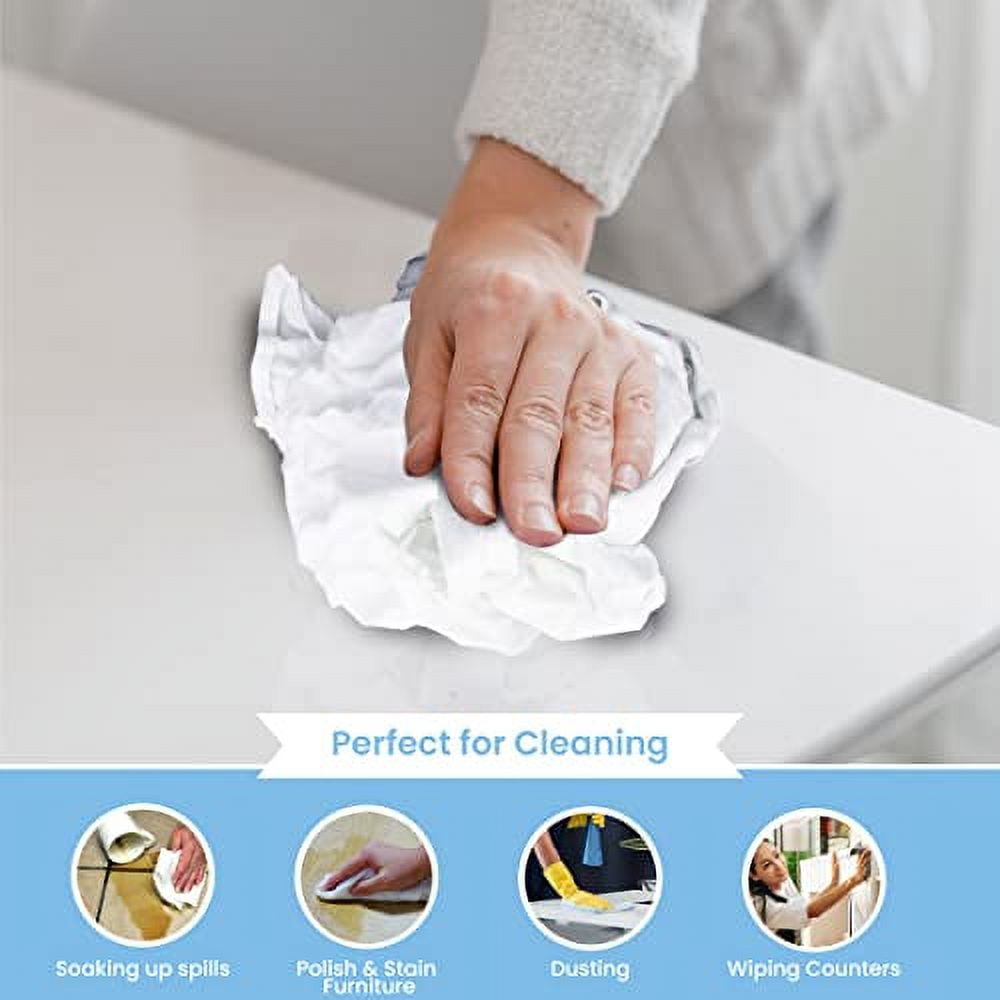 A&A Wiping Cloth Recycled Cut White Flannel Rags, Perfect for Cleaning ...