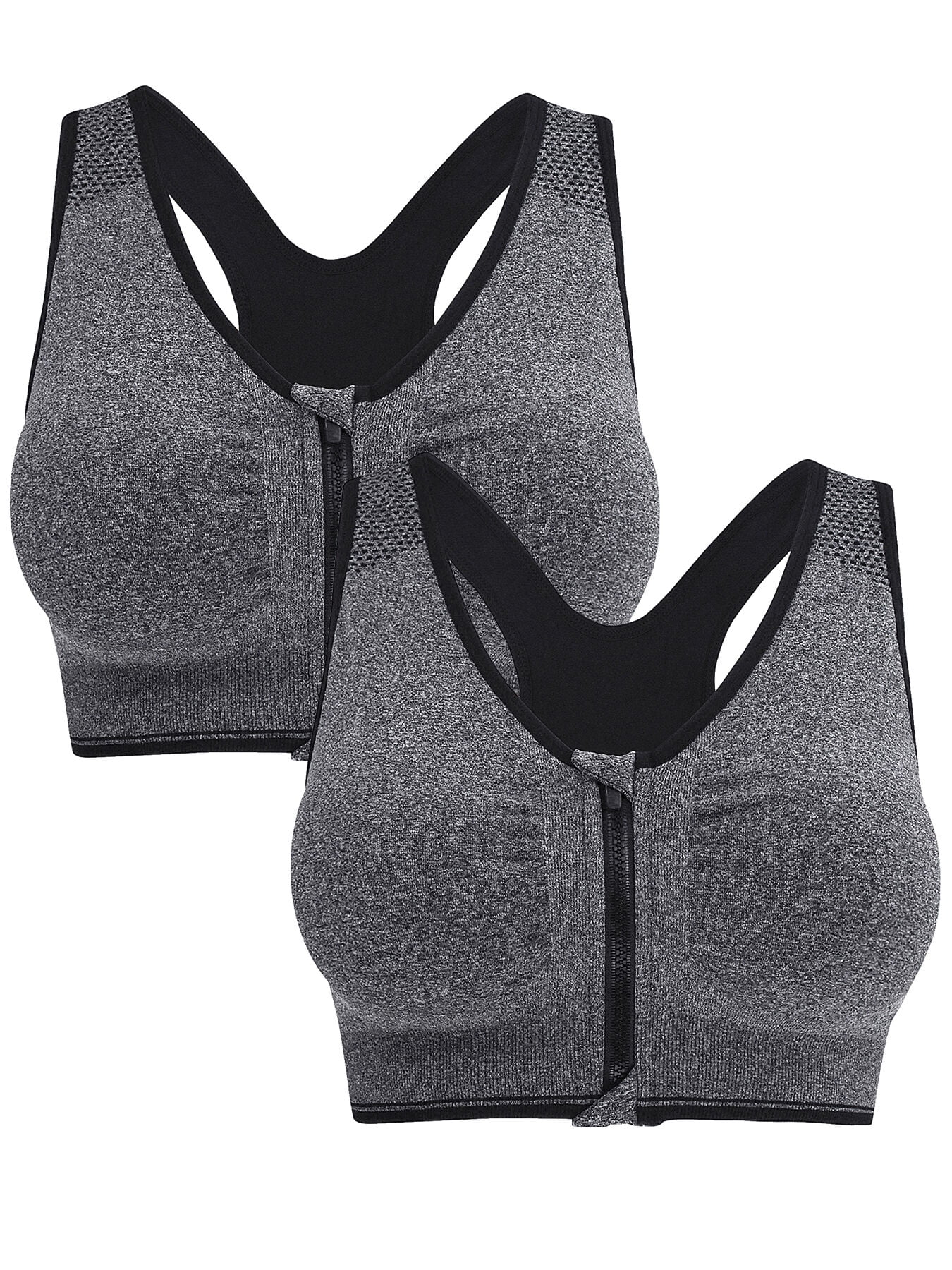 A AGROSTE Women's Zip Front Closure Sports Bra - Seamless Wirefree Post ...