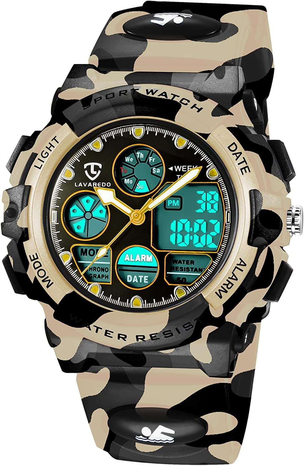 ALPS Kids LCD Wrist Timer Watch, Waterproof, Alarm, Stopwatch, Calendar ...