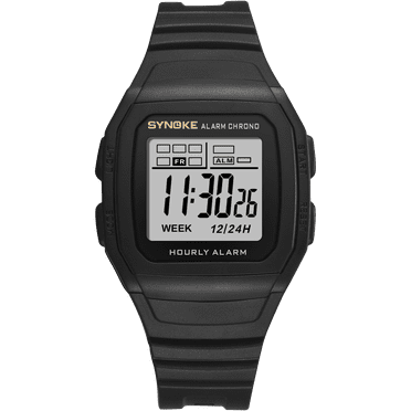 Men Digital Watch Casual Sports Wristwatch with 2 Time 5 Alarm 3ATM ...