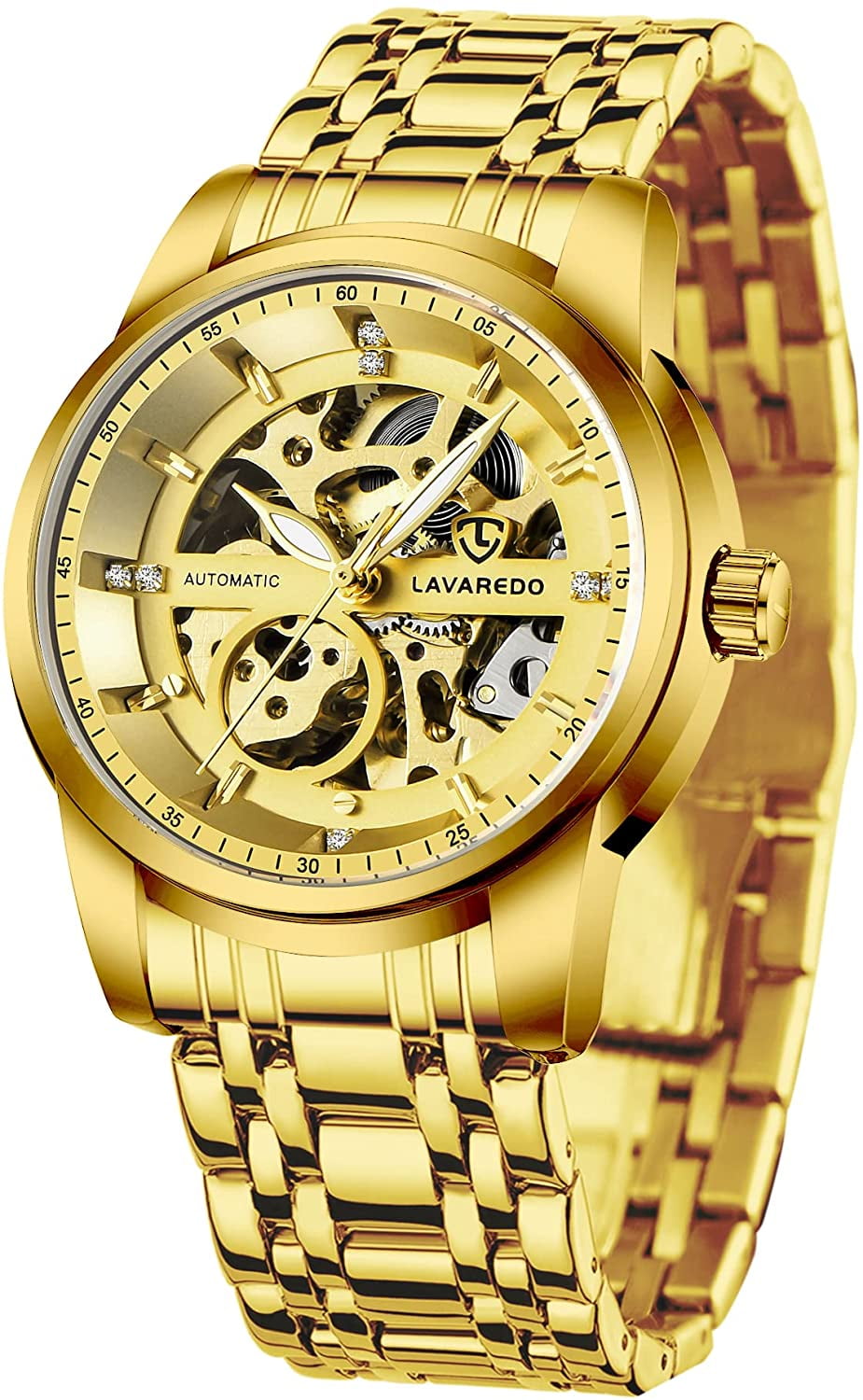 ALPS Men's Automatic Mechanical Watch, Self Winding, Diamond Dial ...