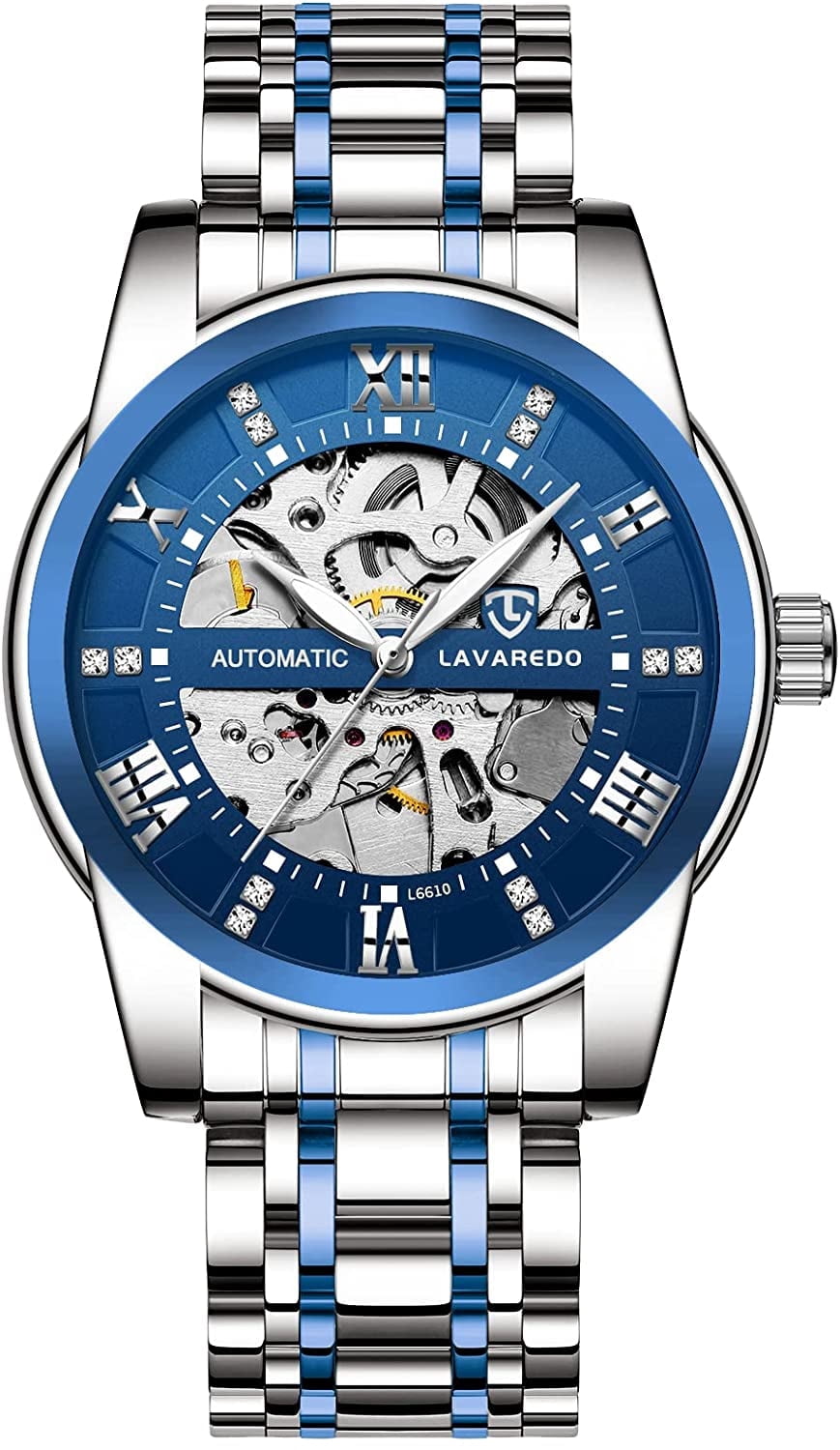 ALPS Men's Automatic Self-Winding Mechanical Watch, Diamond Dial ...