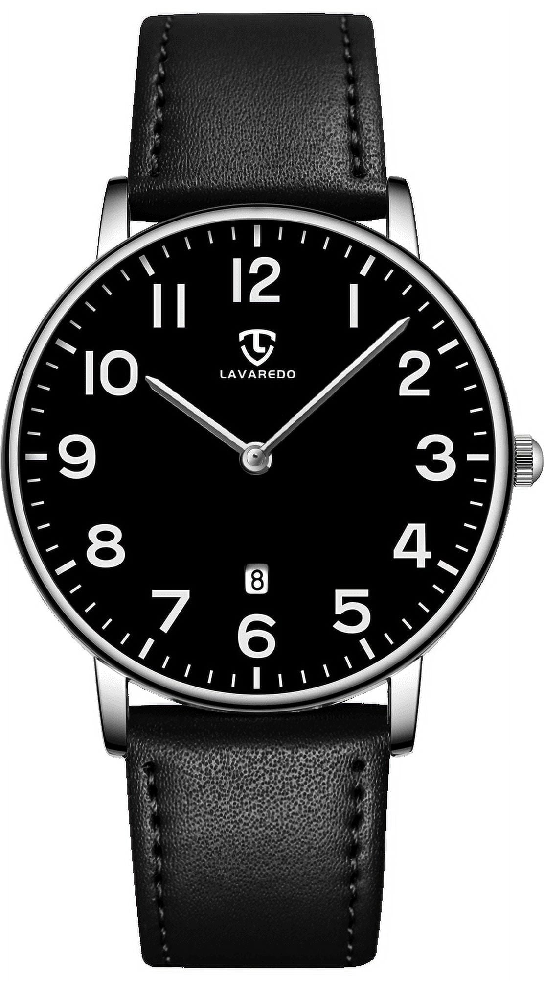 Alps Minimalist Quartz Men's Watch, Ultra-Thin Dial, Leather Strap ...