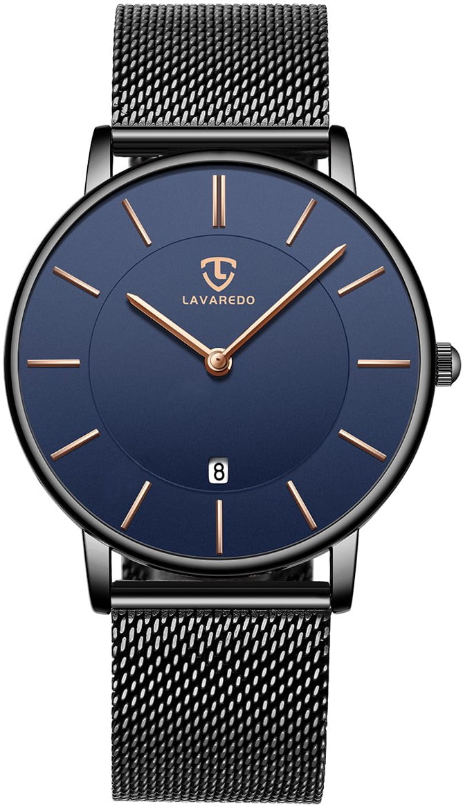 ALPS Men's Ultra-Thin Minimalist Stainless Steel Strap Watch ...