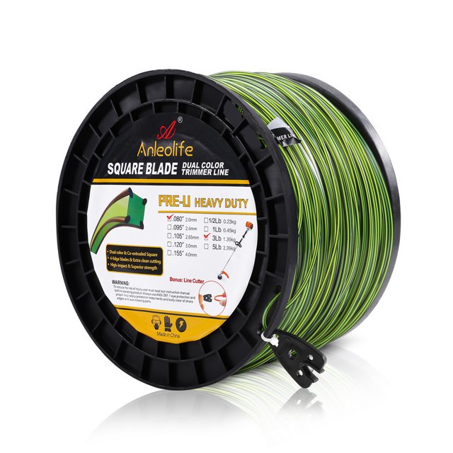 Anleolife 3-Pound Commercial Square .080-Inch 984-ft Trimmer Line Spool ...