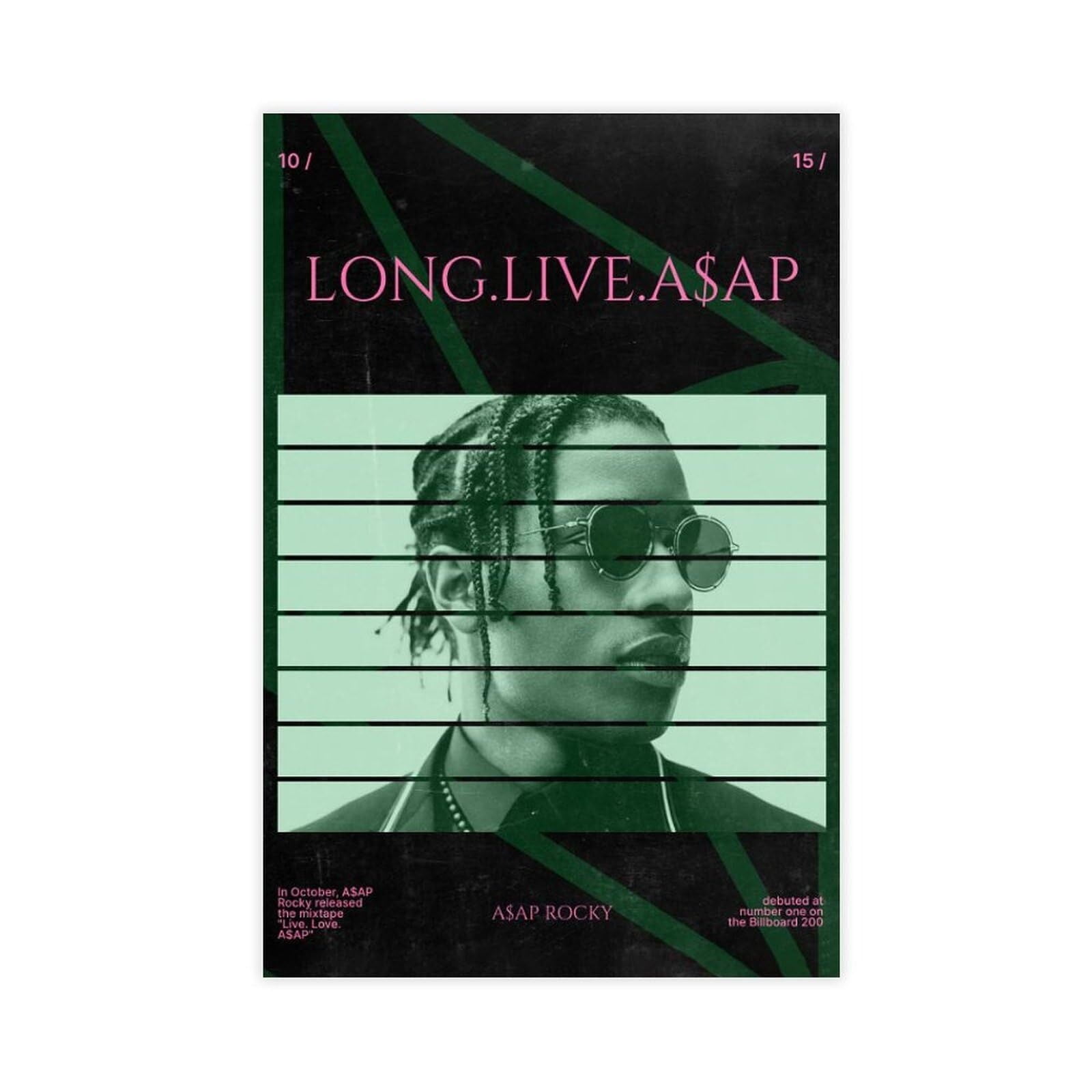 A$AP Poster Rocky RAP HD Print Music Canvas Posters for Room Aesthetic ...