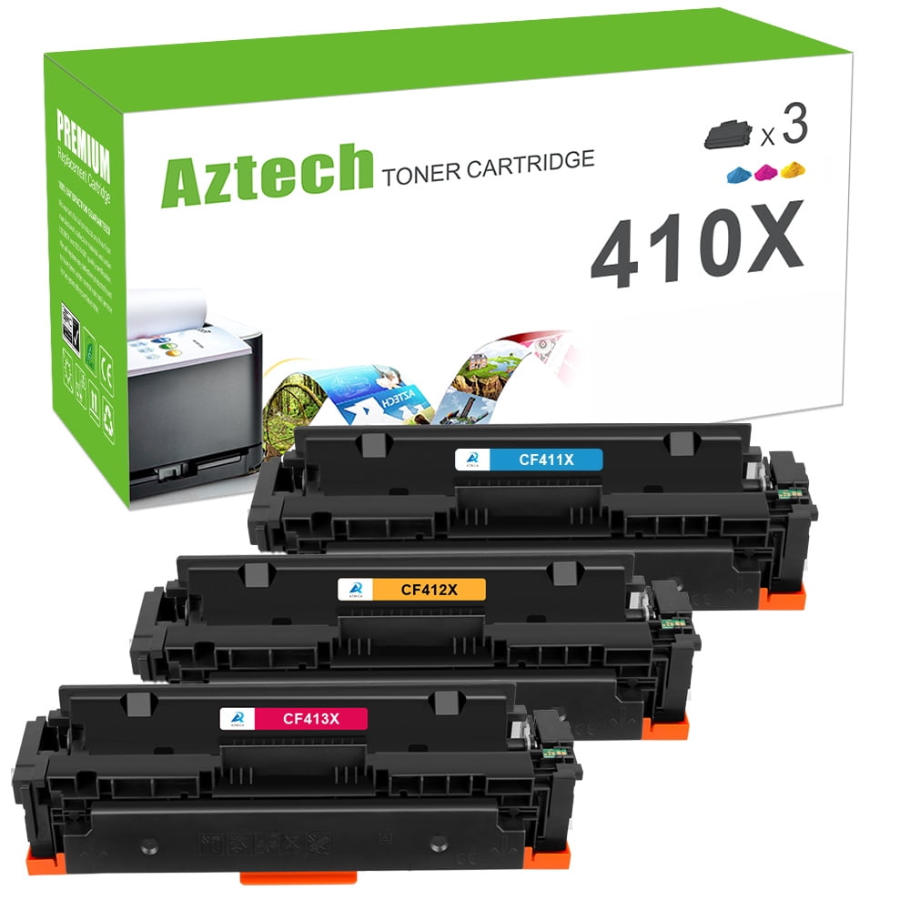 A AZTECH Compatible for HP 410X Laserjet Toner Cartridge CF410X 3-Pack ...