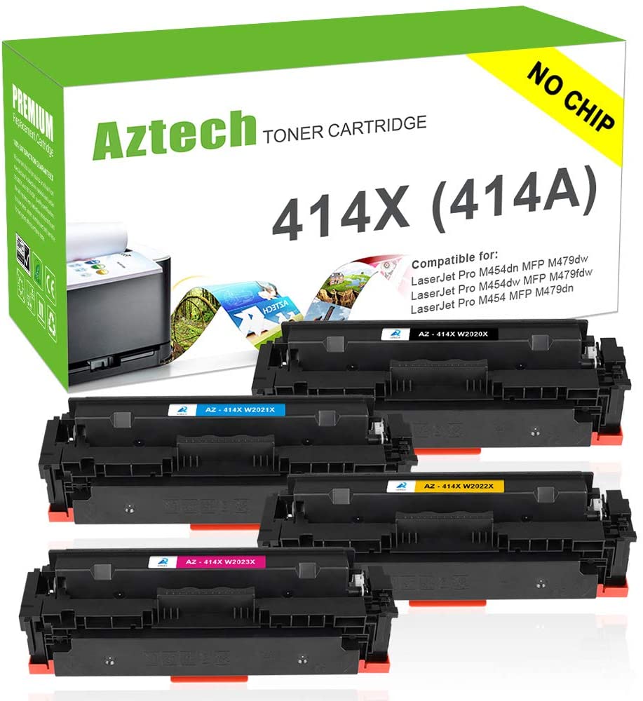 A AZTECH without Chip 4-Pack High Yield Toner Cartridge Compatible for ...