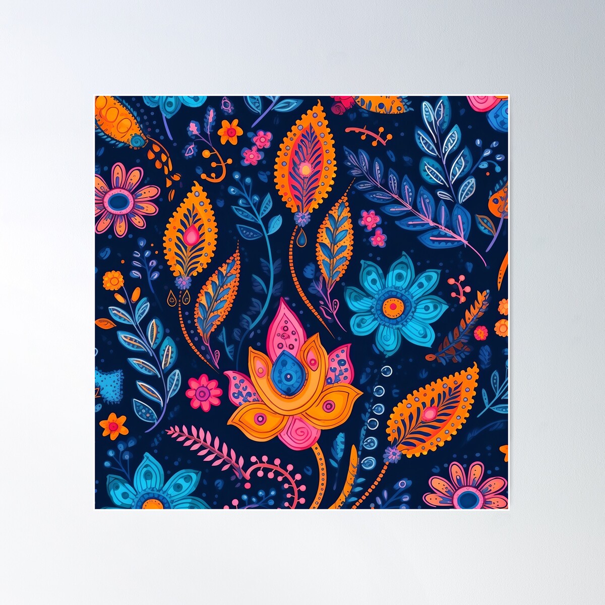 A Abstract Henna Pattern Poster Wall Art, Modern Wall Decor For Living ...