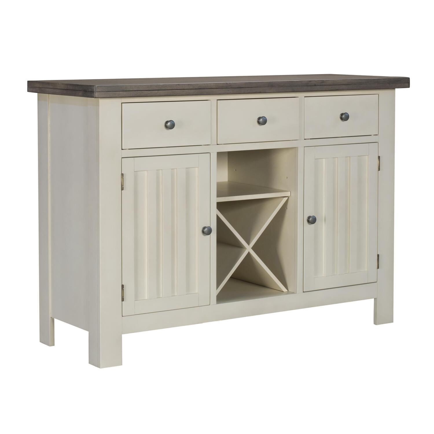 A-America Bremerton Solid Wood Slat Wine Rack Server in Oyster and ...