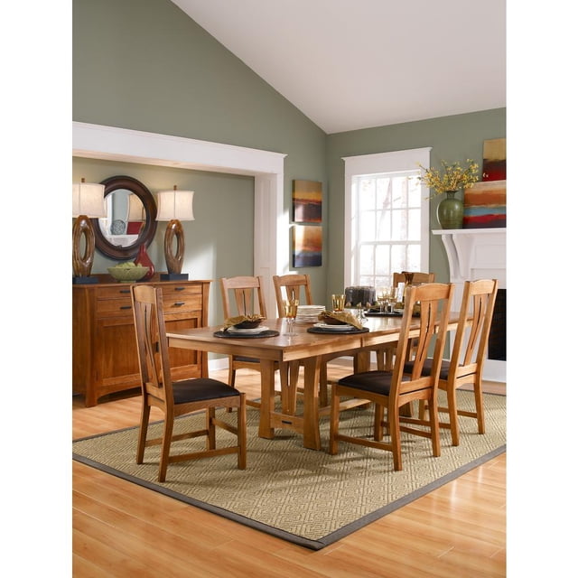A-America Cattail Bungalow Extendable Dining Table, Warm Amber, Solid ...