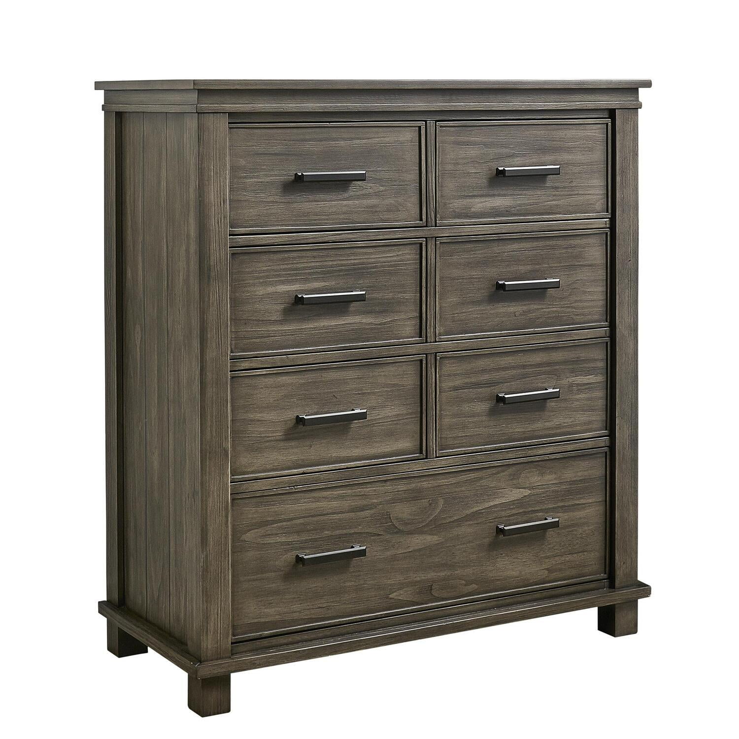 A-America Glacier Point 7 Drawer Solid Wood Tall Chest in Gray Stone ...