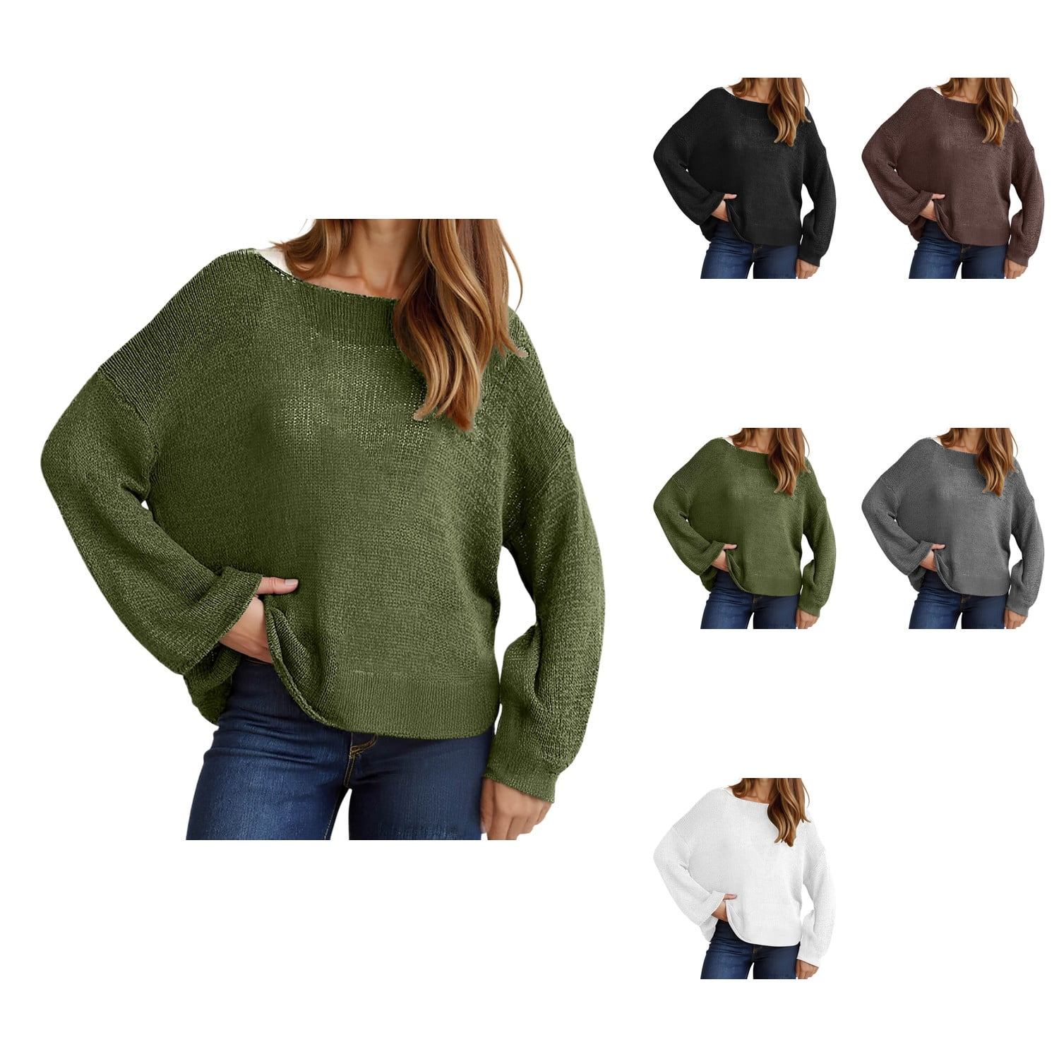 A And Versatile Solid Color Long Sleeved Knitted And Hollowed Out ...