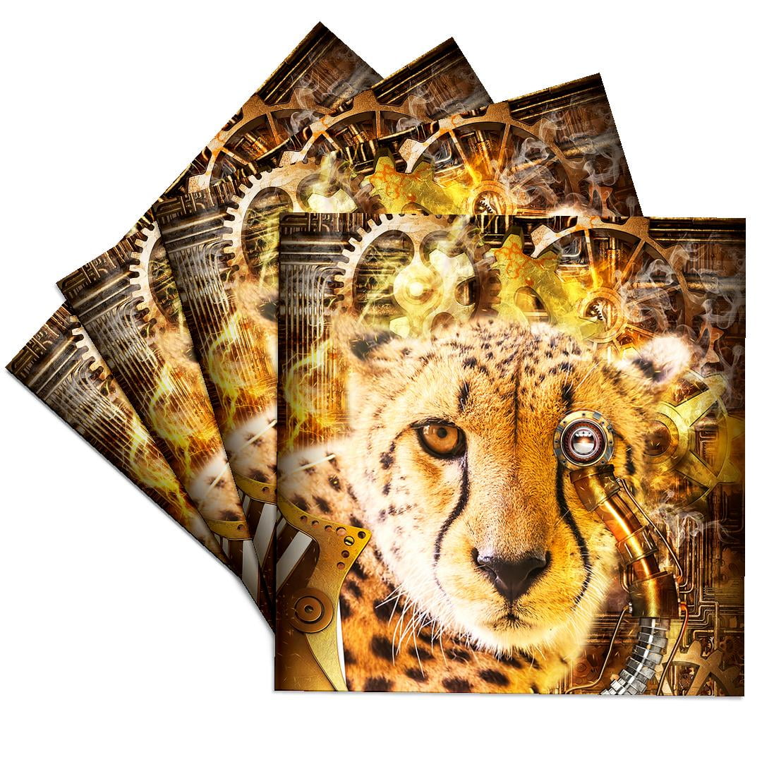 3drose, a Awesome Cheetah- with a Steampunk Background, Set of 4 ...