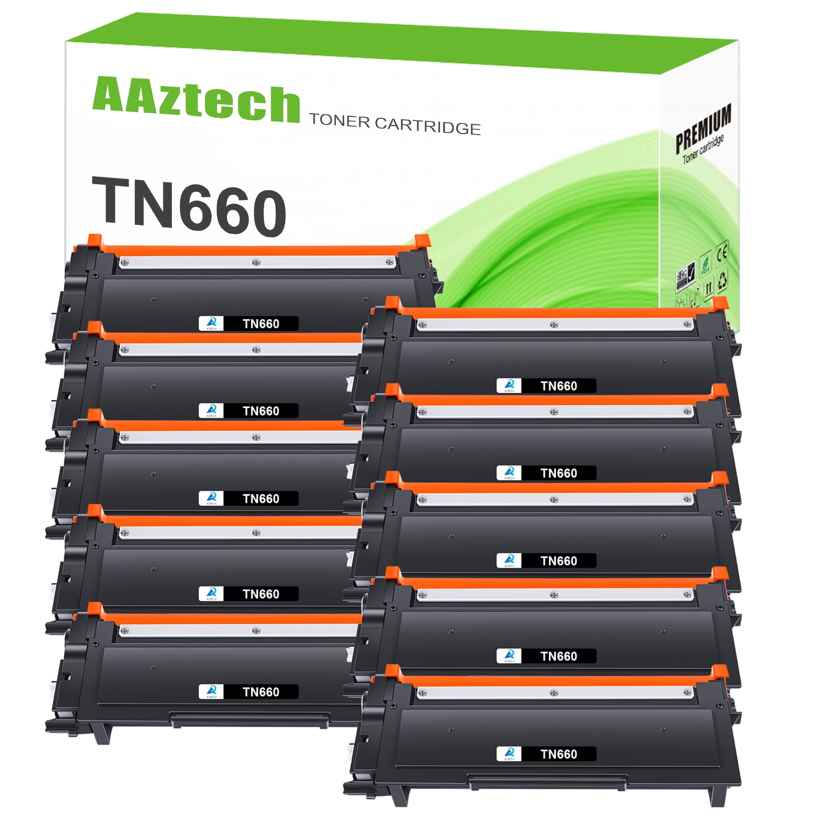 A Aztech 10-Pack Compatible Toner Cartridge for Brother TN660 TN-660 ...