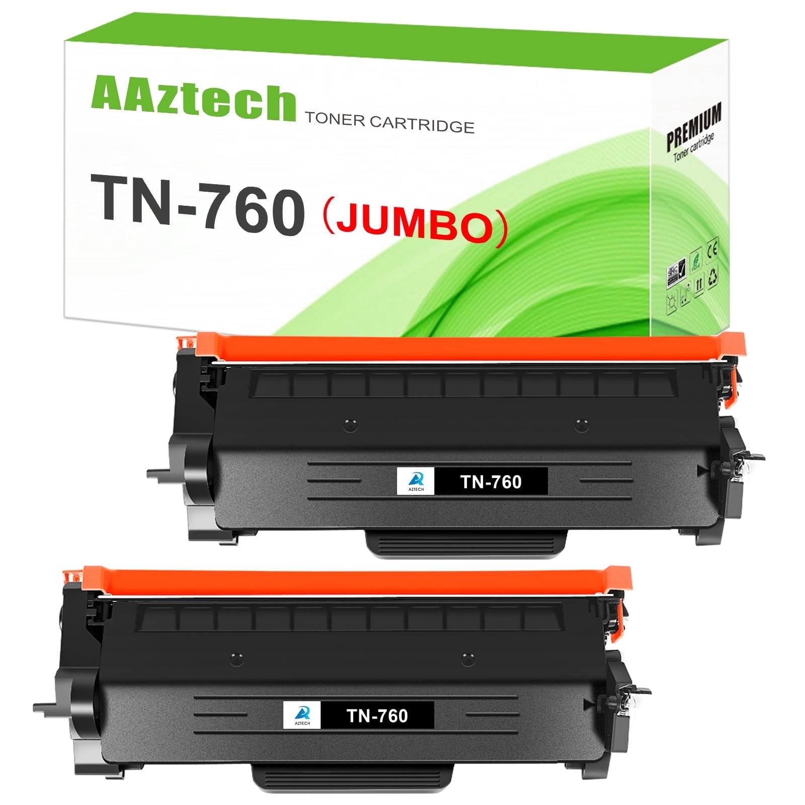 A Aztech 2-Pack Compatiblefor Brother TN-760 TN 730 TN 760 TN760 Toner ...