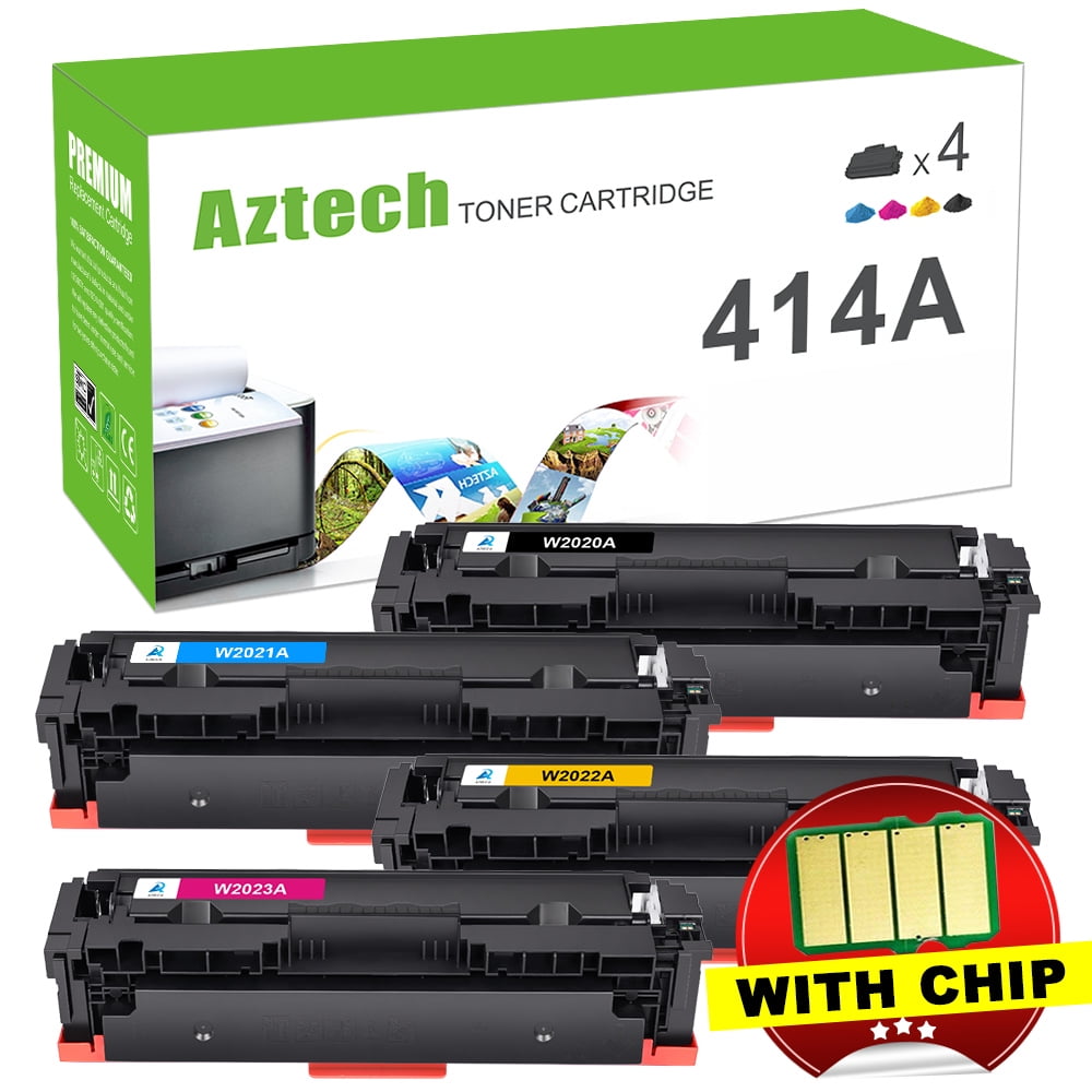 A Aztech 4-Pack with Chip Compatible Toner Cartridge for HP W2020A 414A ...