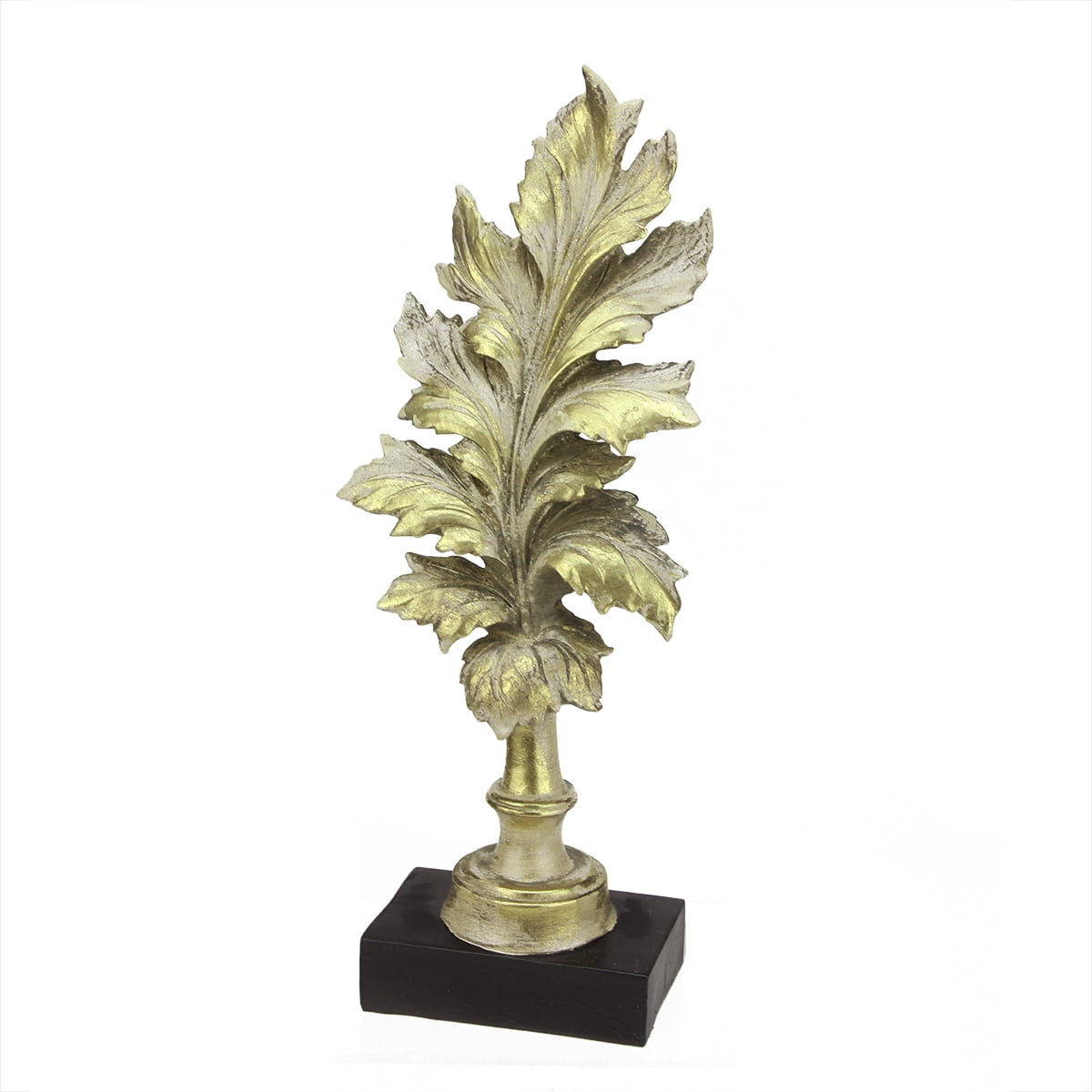 A & B Floral 15" Rich Elegance Distressed Gold Leaf Finial with Black ...