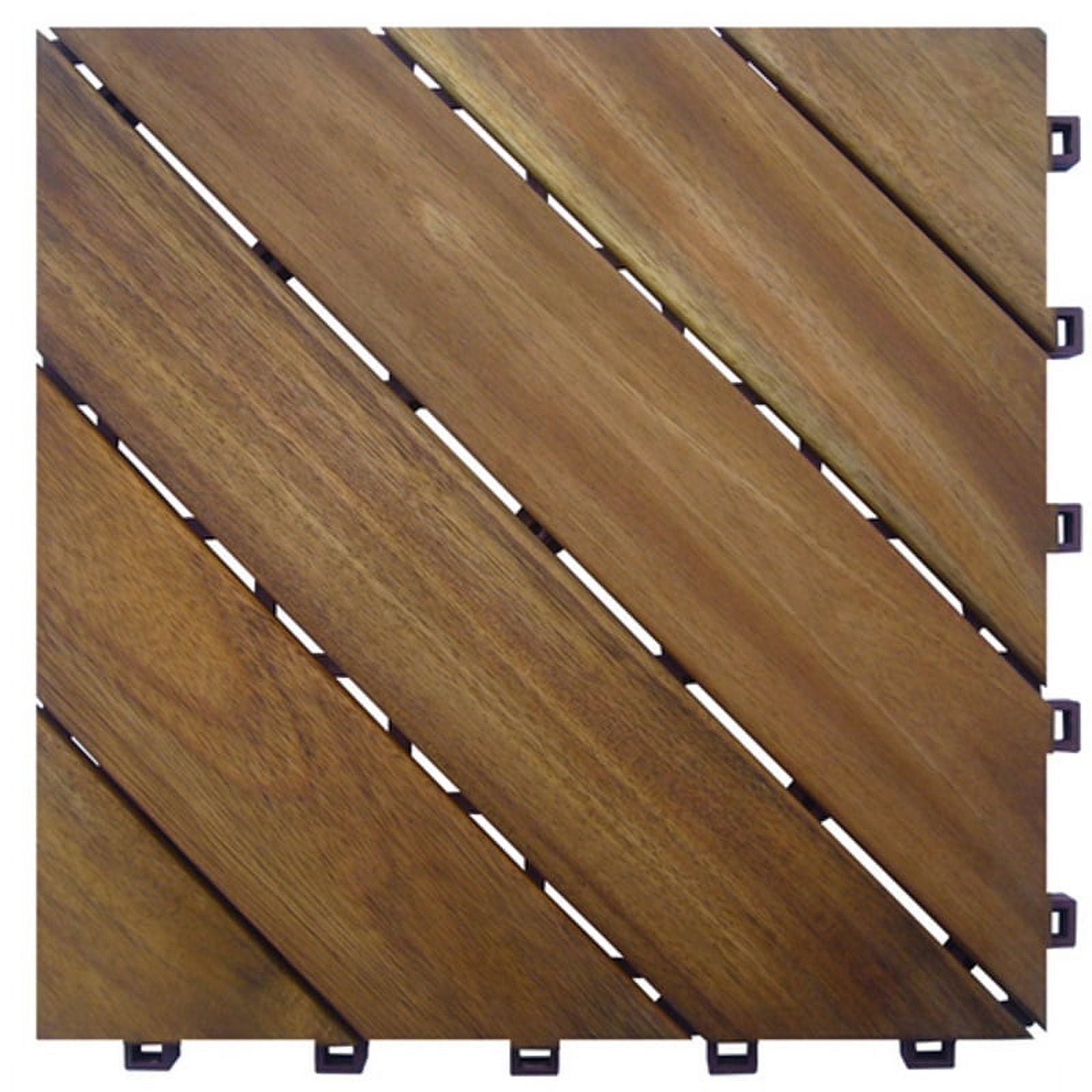 A & B Home 12" x 12" Wood Outdoor Diagonal Flooring Tiles 10pc - Brown ...