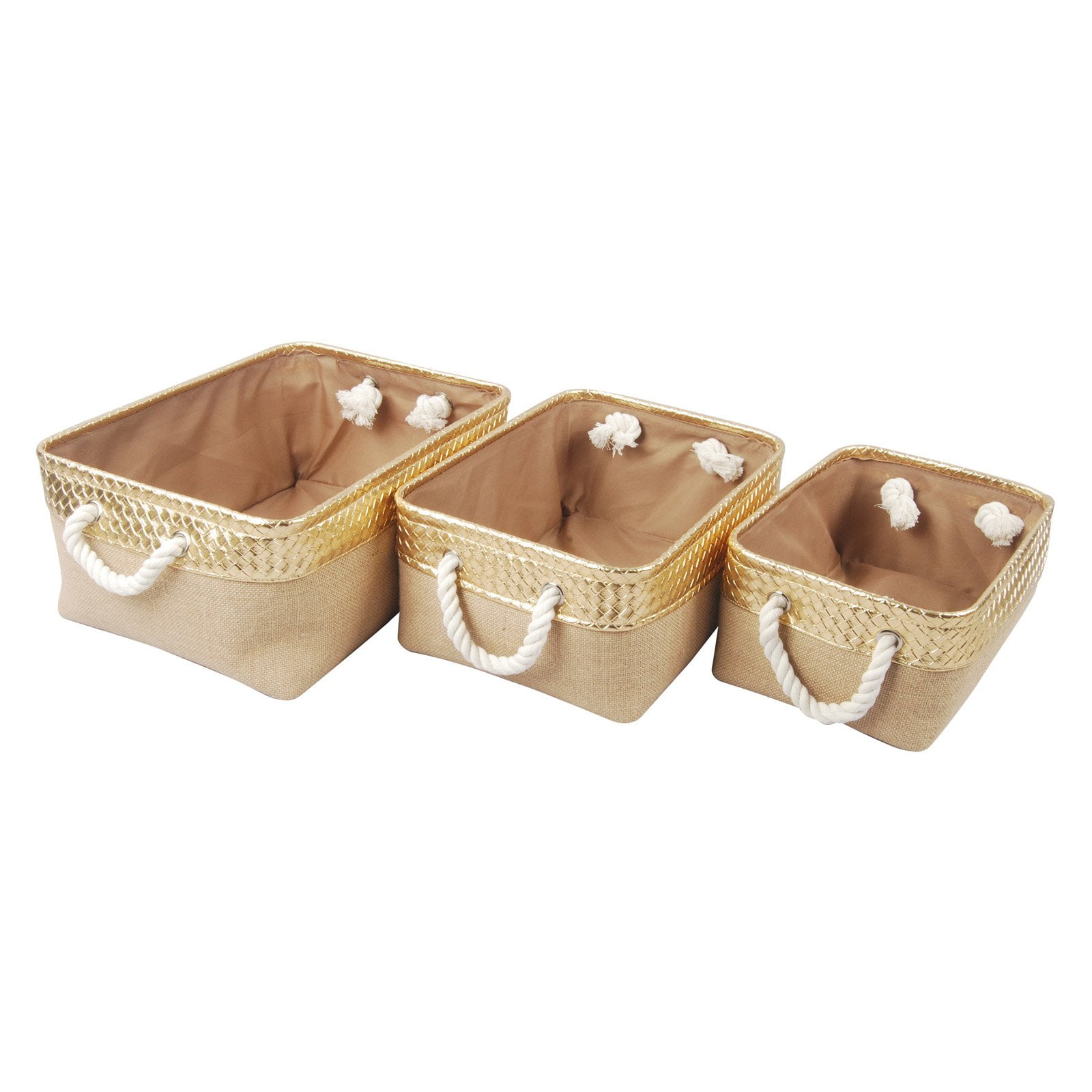 A&B Home Alcott Jute Nested Baskets, Gold & Natural, Set of 3 - Walmart.com