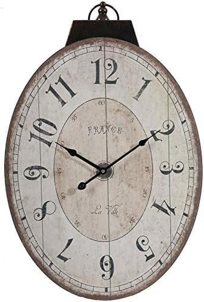 A&B Home Antique Lu Ville Wall Clock Wall Accent, Large Oval Wooden ...