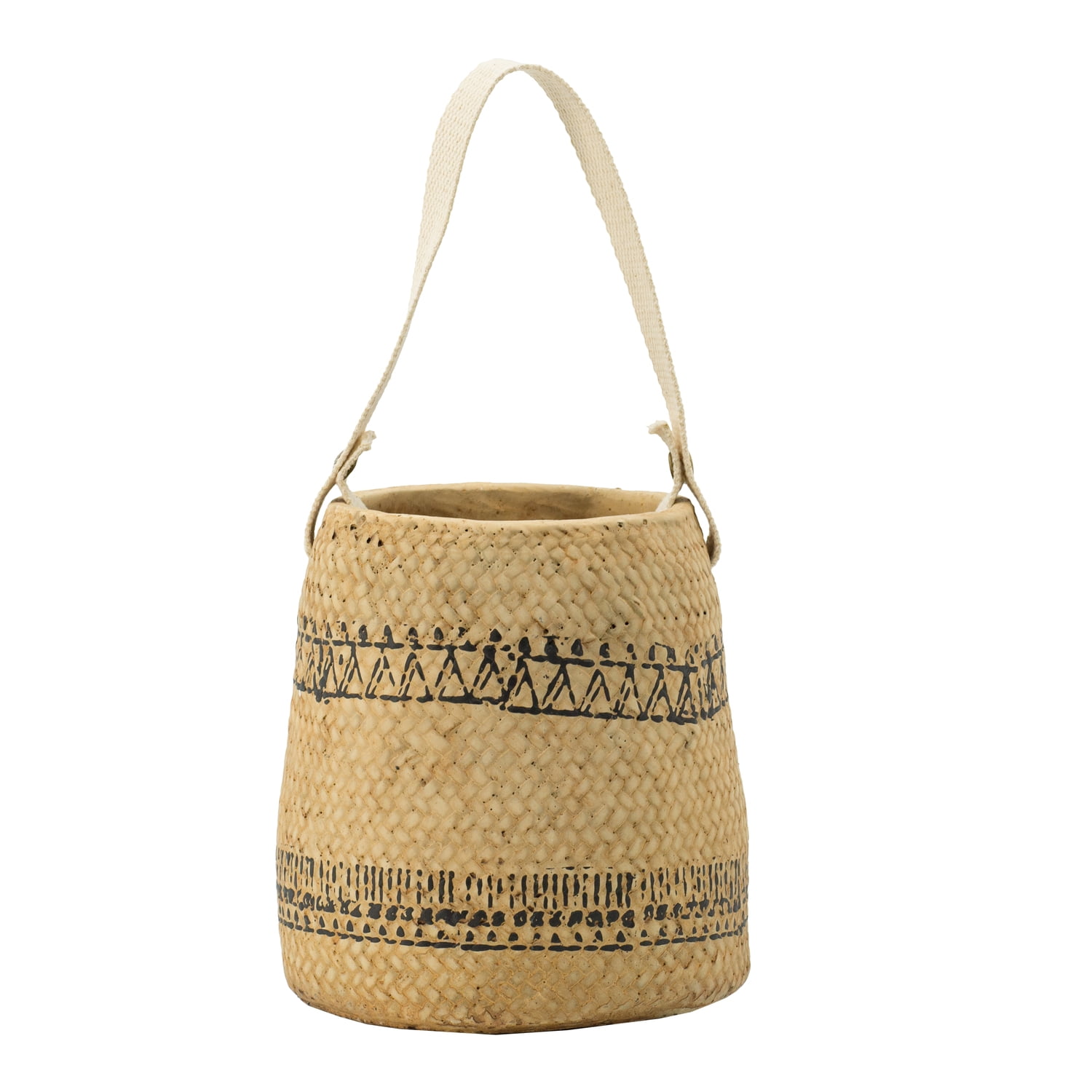 A&B Home Aztec Pattern Natural and Black Woven Detail Outdoor Basket ...