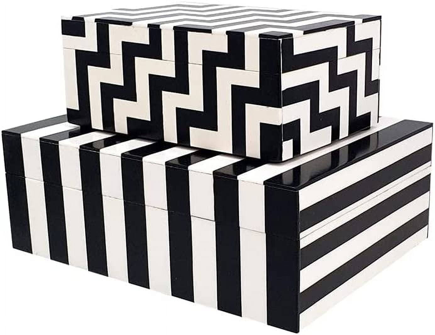 A&B Home Black and White Stripe and Chevron Pattern Box Set - Set of 2 ...