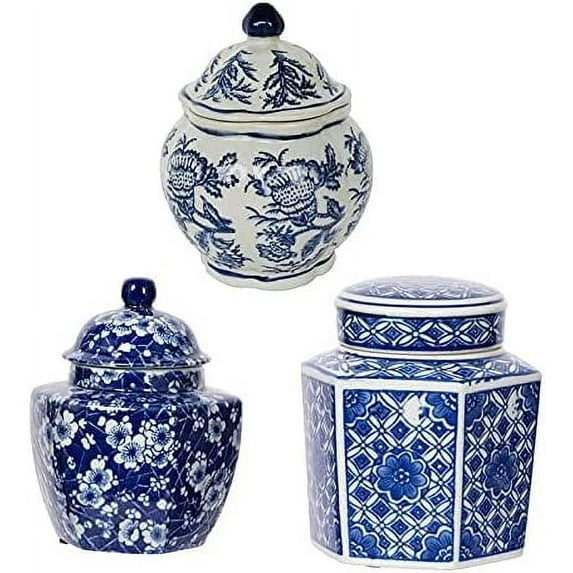 A&B Home Blue and White Vase, Porcelain Ginger Jars, Decorative, Modern ...