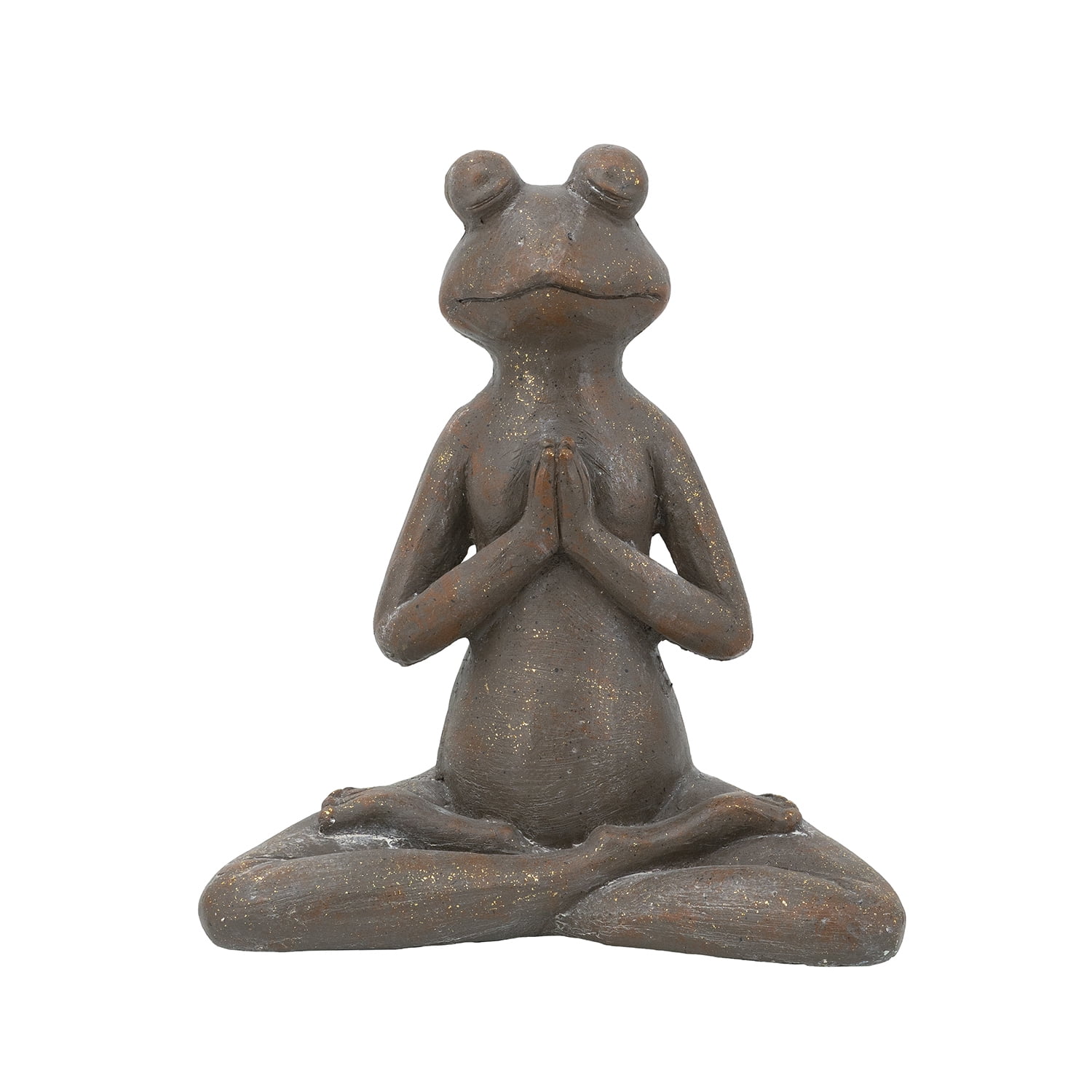 A&B Home Brown Magnesium Yoga Frog Figurine in Namaste Pose with Gold ...
