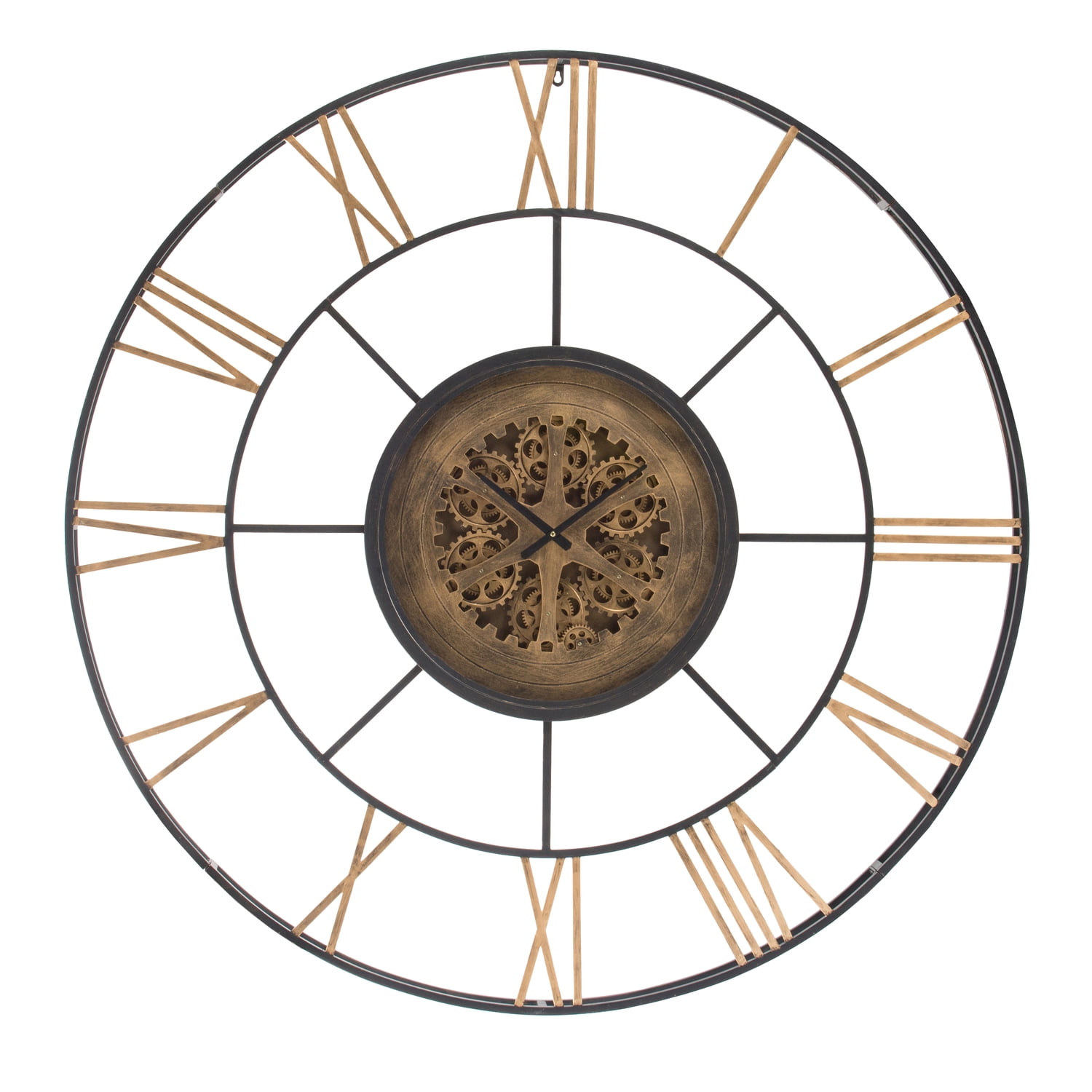 A&B Home Concentric Round Framed Wall Clock with Exposed Center Gears ...