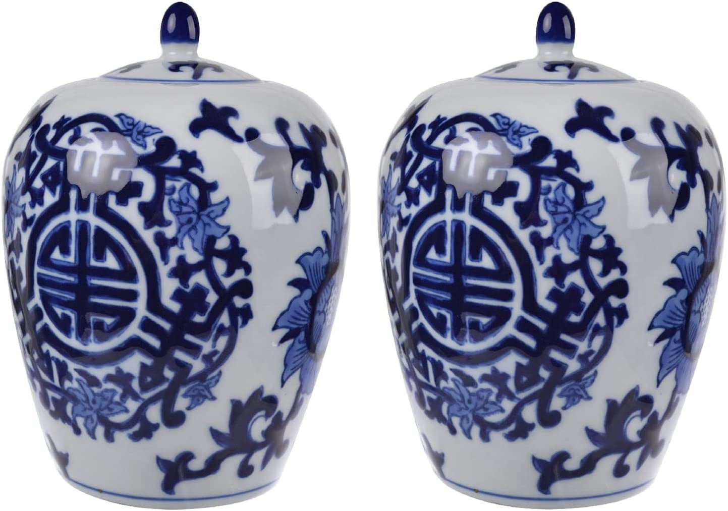 A&B Home 6" Blue & White Ginger Jars, Floral Pattern Ceramic Vase with ...