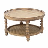 A&B Home Traditional Natural Wood Rattan Table, Open Cane Shelf - 29 ...