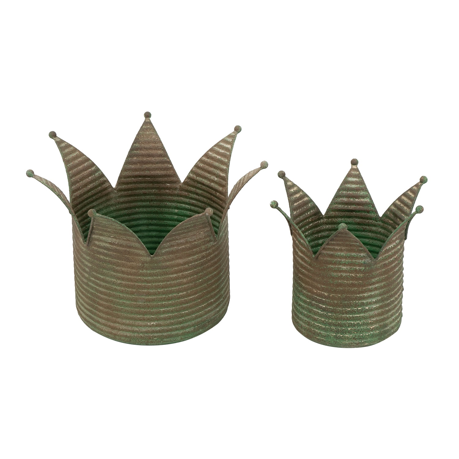 A&B Home Iron Crown Planters With Distressed Gray and Green Finish 1S ...