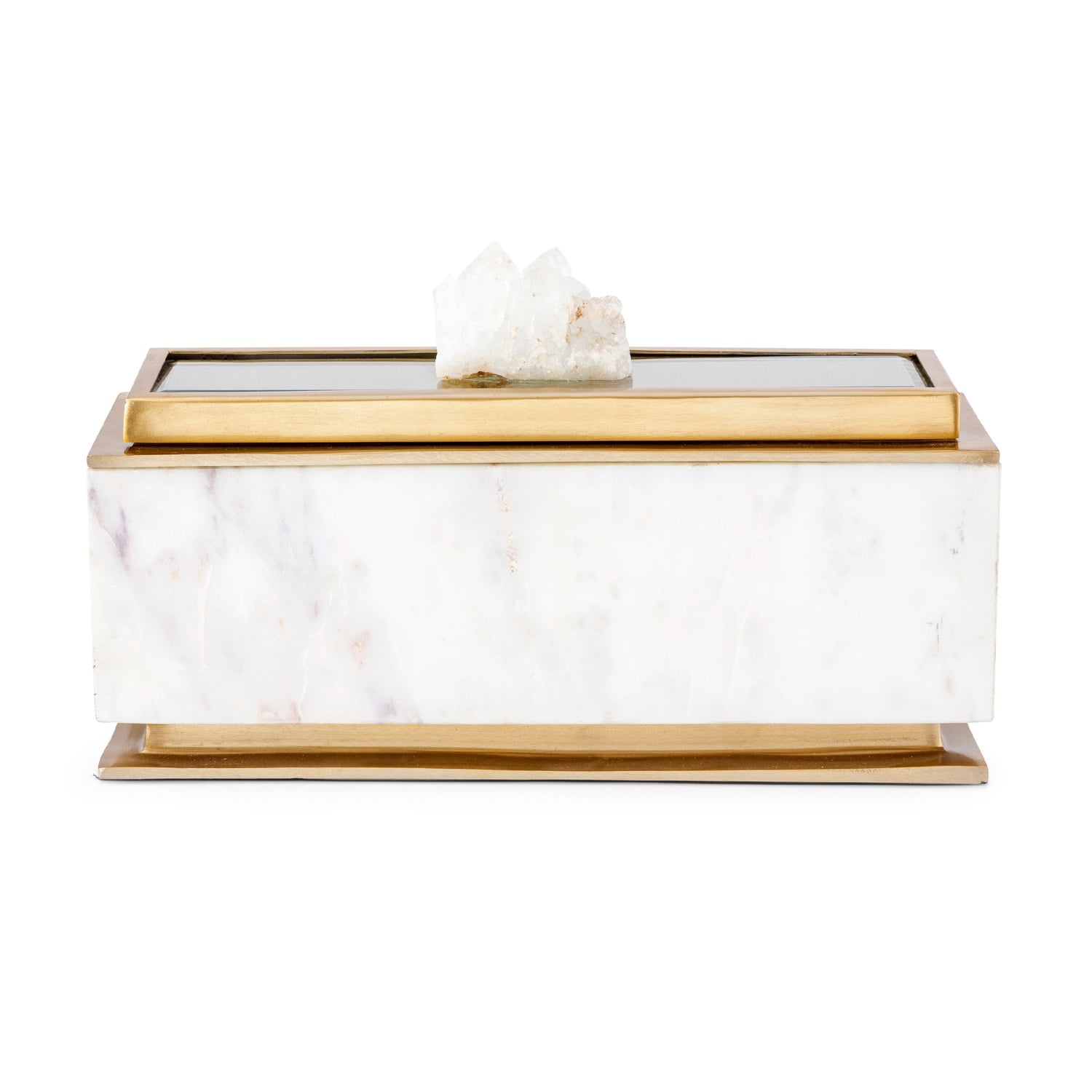 A&B Home Marble Decorative Box, White Gold, Gemstone Lid, 14 x 4.5 x 6 ...