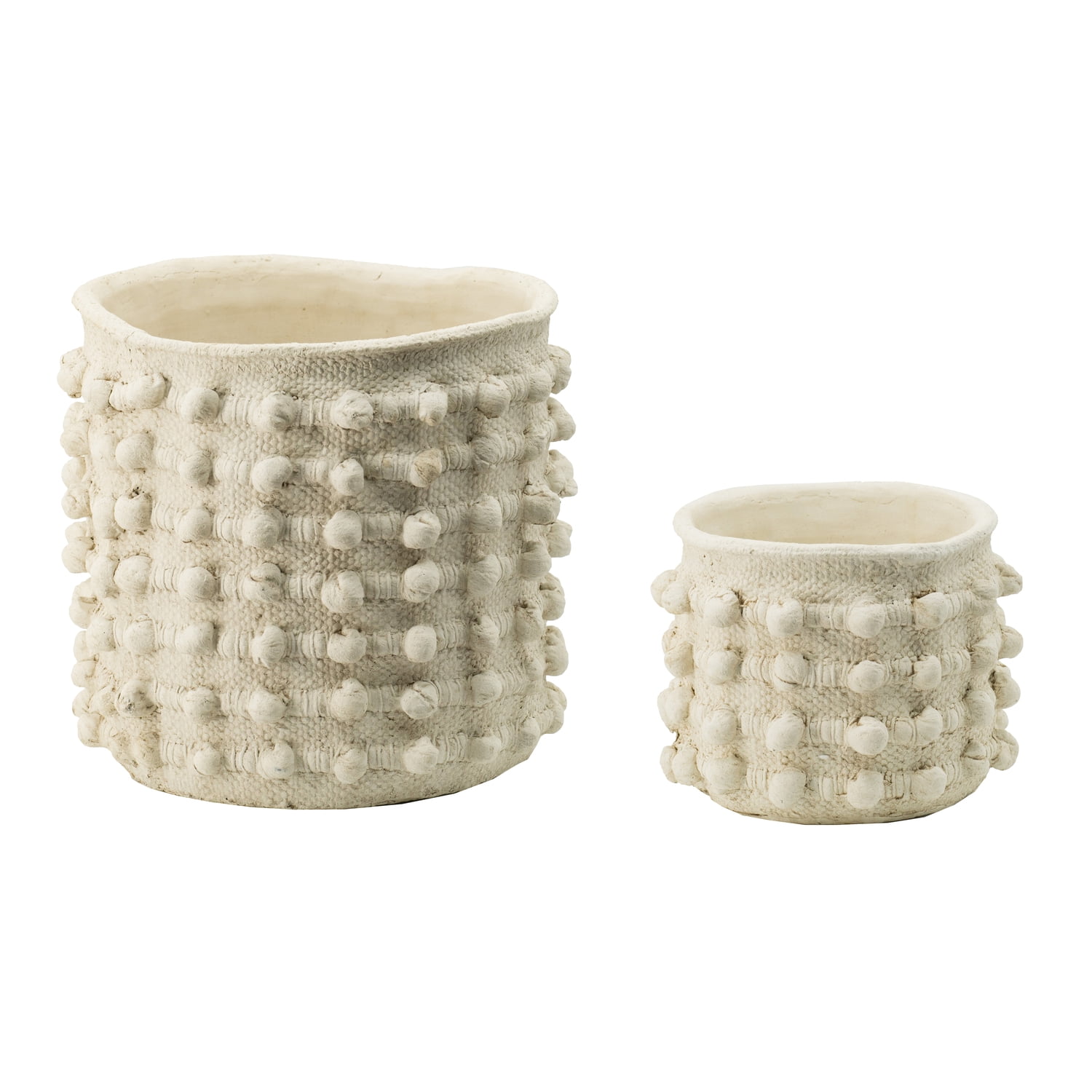 A&B Home Round Outdoor Planters with Pom Detail - Set of 2, Small ...
