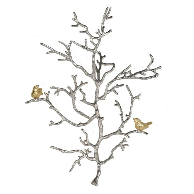 A&B Home Set of 2 Silver Tree Branch and Gold Birds Wall Accent 17.3" x ...