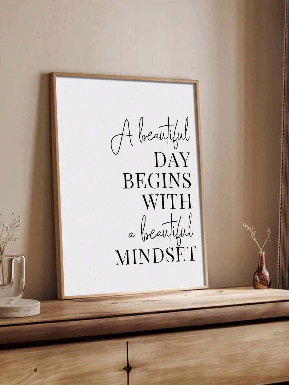 A Beautiful Day Begins Beautiful Mindset Motivational Wall Art Poster ...