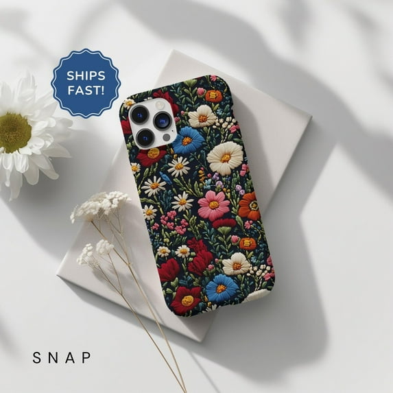 A Beautiful Phone Case with an Embroidered Floral Design for 17 16 15 ...