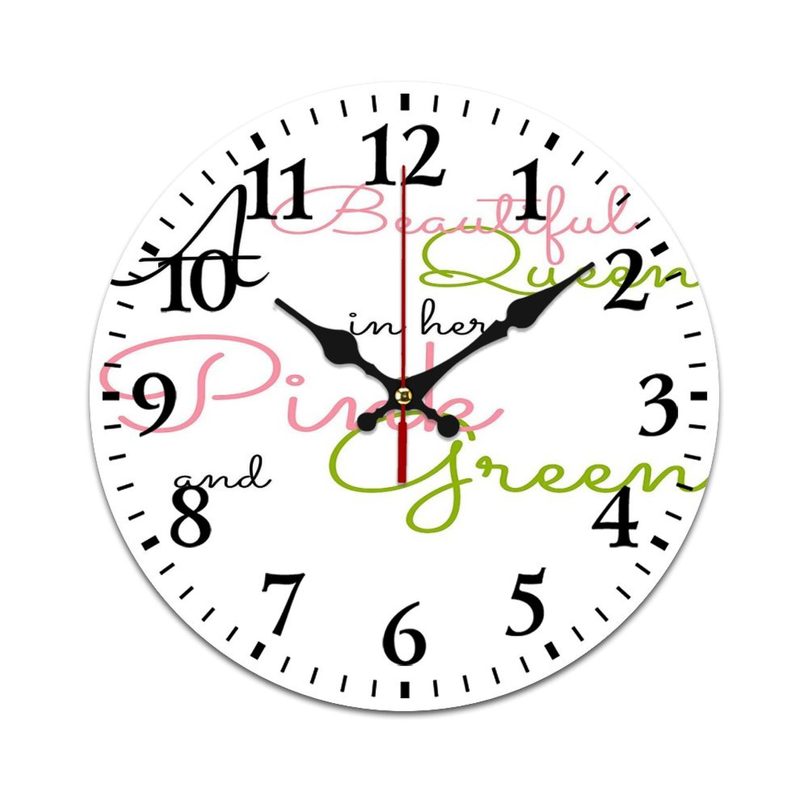 A Beautiful Queen in Her Pink And Green Wall Clock Modern Design Clocks ...