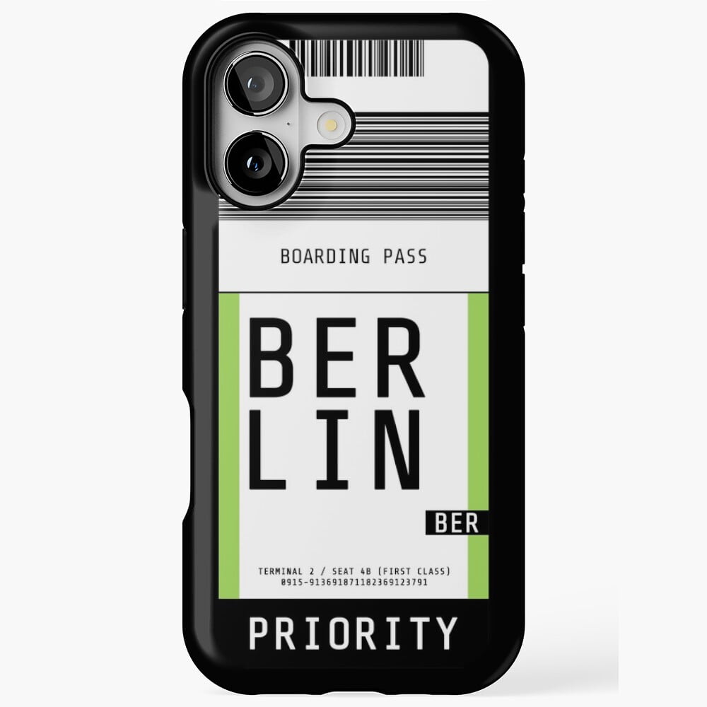 A Berlin Boarding Pass Protective Case for iPhone 11 12 13 14 15 16 17 ...